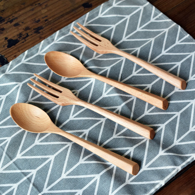 Beech triangle spoon and fork | Utensil Manufacturers
