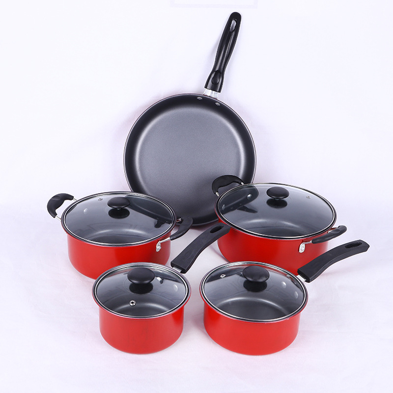 Five-piece set of red non-stick cookware | Utensil Manufacturers