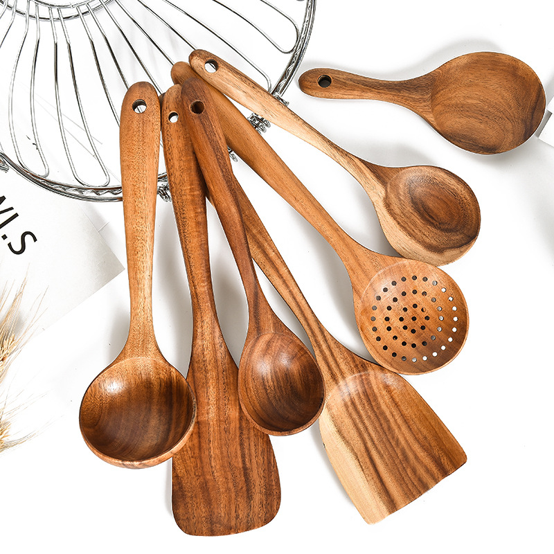Natural teak wood kitchen cooking utensil set | Utensil Manufacturers